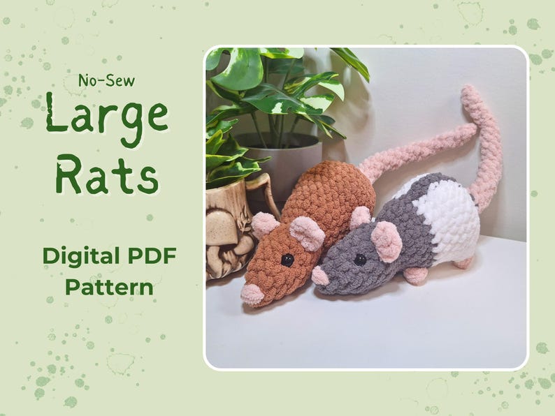 Rat (large) No-sew Amigurumi Digital PDF Crochet Pattern - Etsy