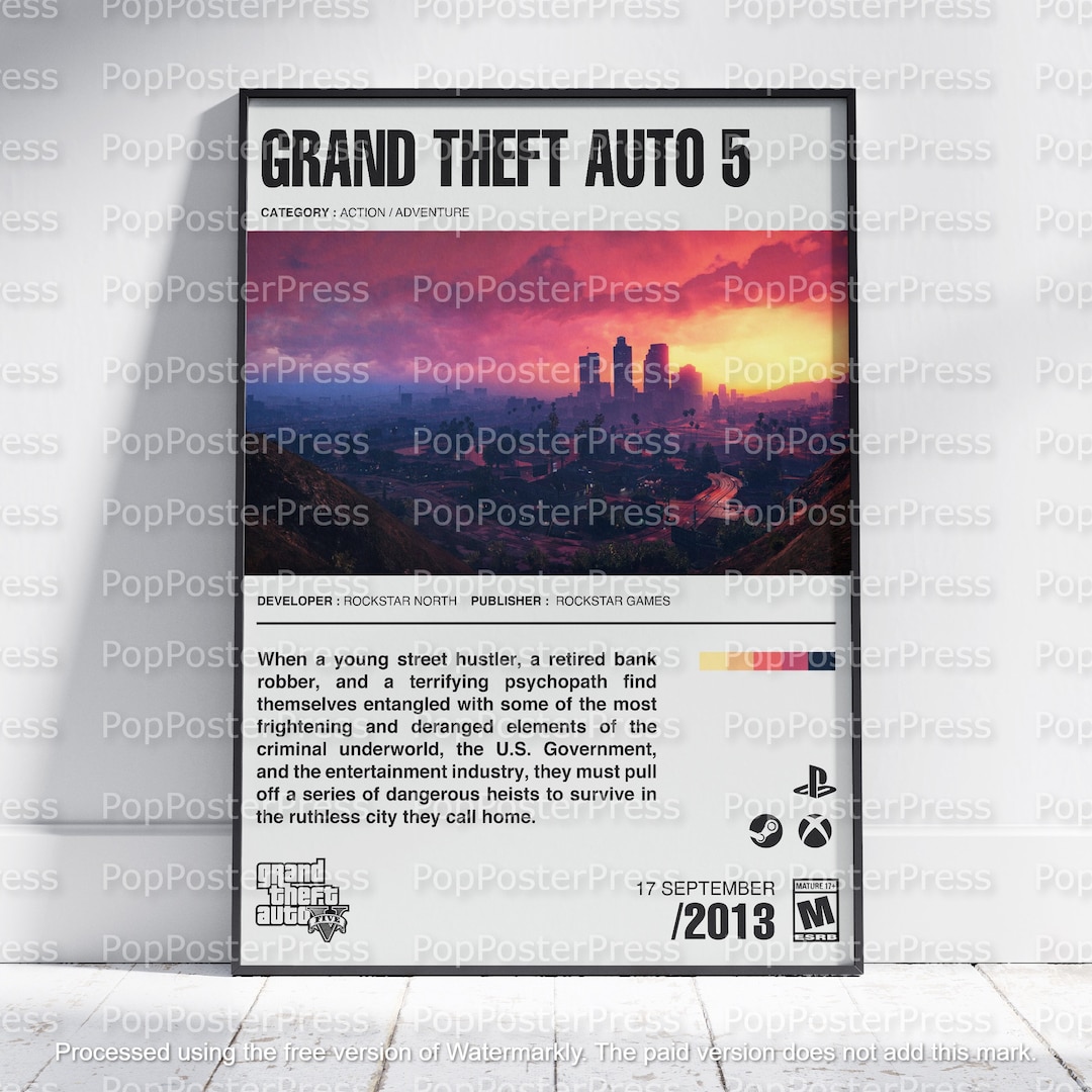 Grand Theft Auto V 5 DIGITAL POSTER - Etsy