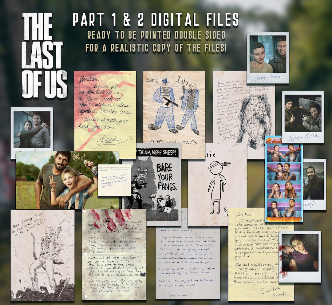 The Last of Us Part 1 & 2 DIGITAL FILE Bundle of Notes, Photos and ...