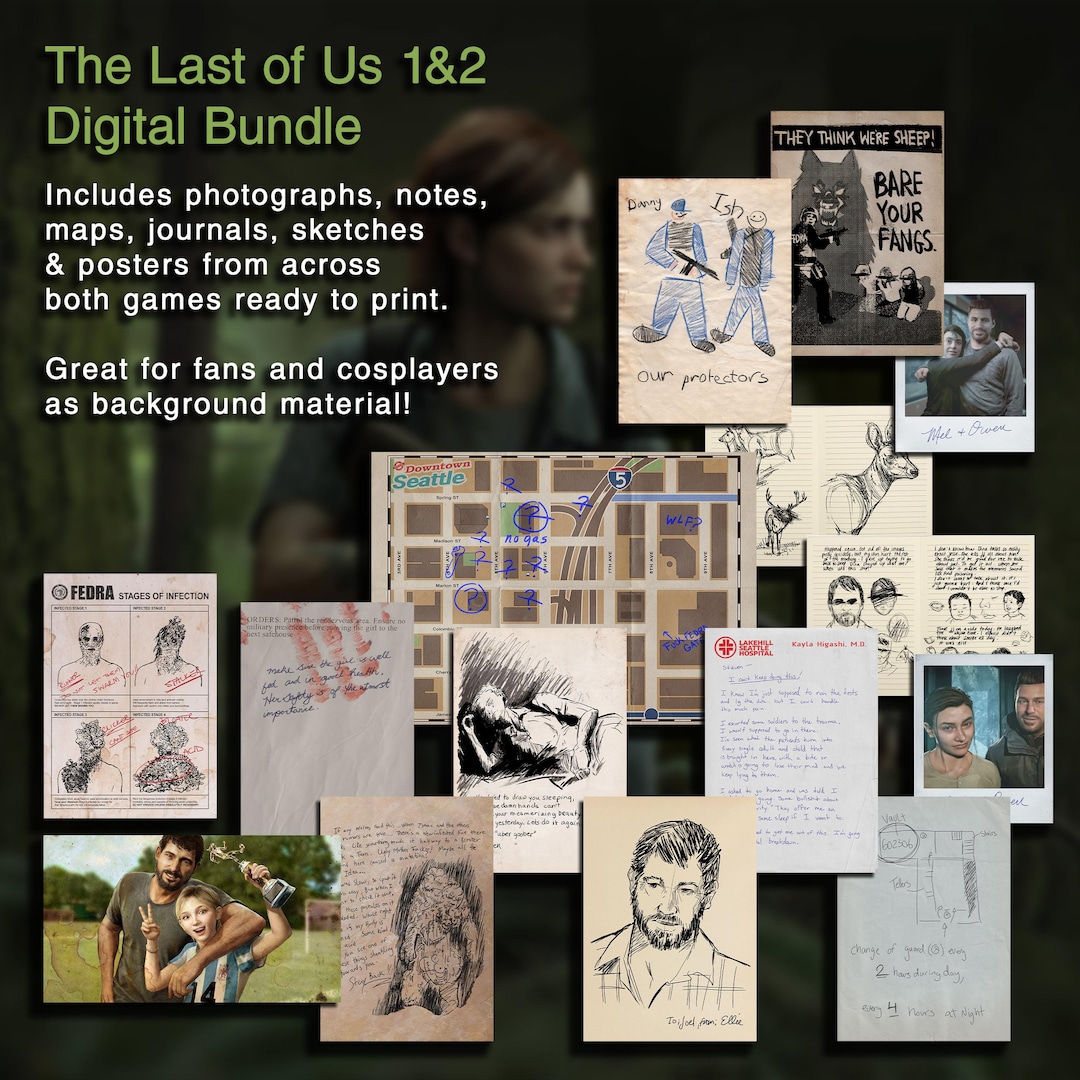 The Last of Us Part 1 & 2 DIGITAL FILE Bundle of Notes, Photos and ...
