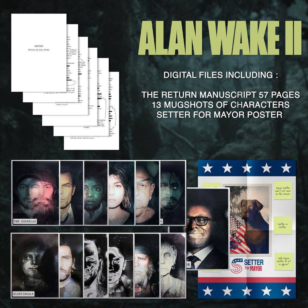 Alan Wake 2 Documents DIGITAL BUNDLE Manuscript, Poster, Mugshots - Etsy