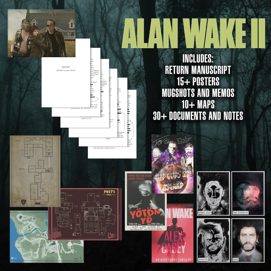 Alan Wake 2 Documents DIGITAL BUNDLE Manuscript, Poster, Mugshots - Etsy