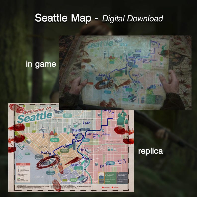 The Last of Us Seattle Map - DIGITAL FILE - Etsy