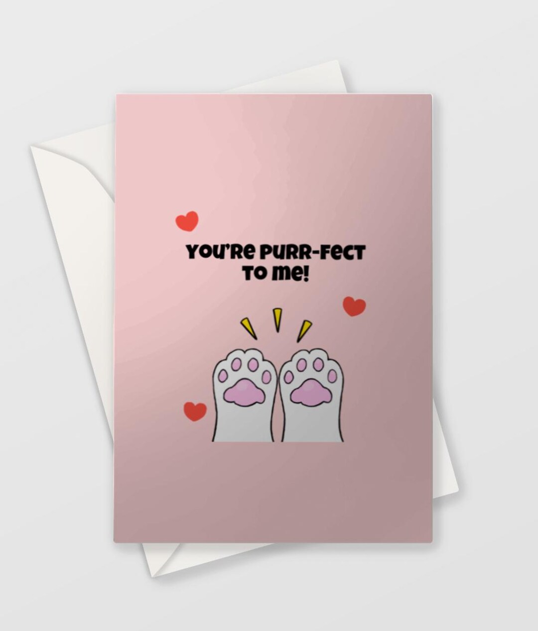 You're Purr-fect to Me! Valentines Day Card | Cat | Kawai - Etsy