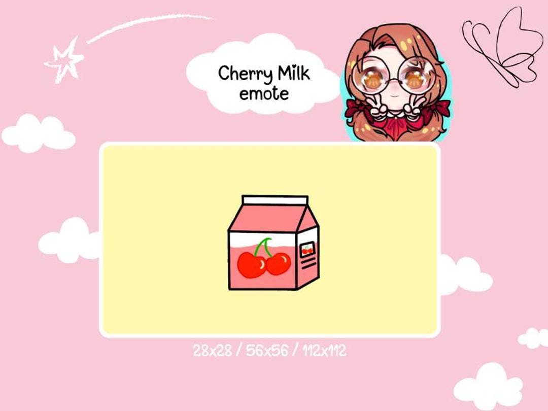 Cherry Milk Twitch Emote / Twitch / Emote / Streamer / Cute / Kawai - Etsy