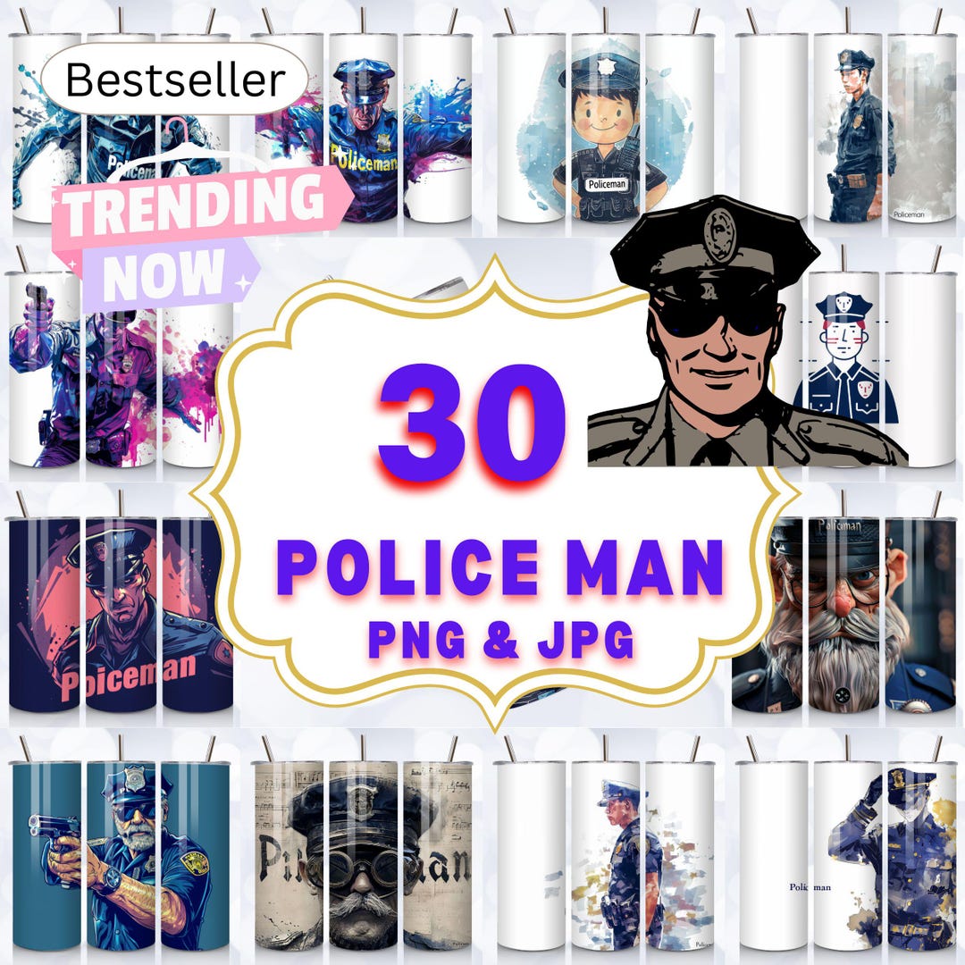 20oz Police Tumbler Wraps | Sublimation PNG, JPG Designs for Straight ...