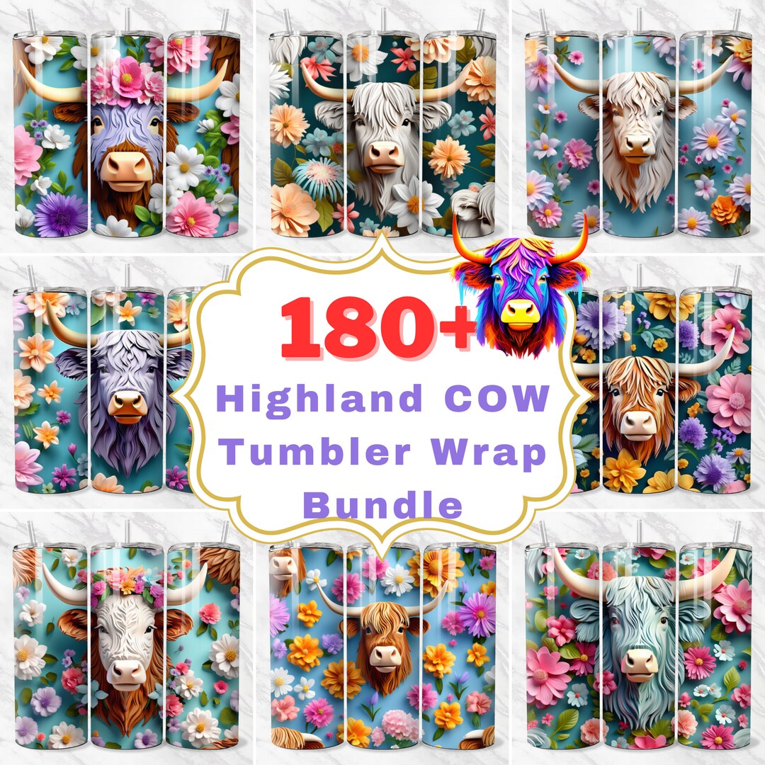 Highland Cows 20oz Skinny Tumbler Sublimation Wrap Baby Highland Cow ...