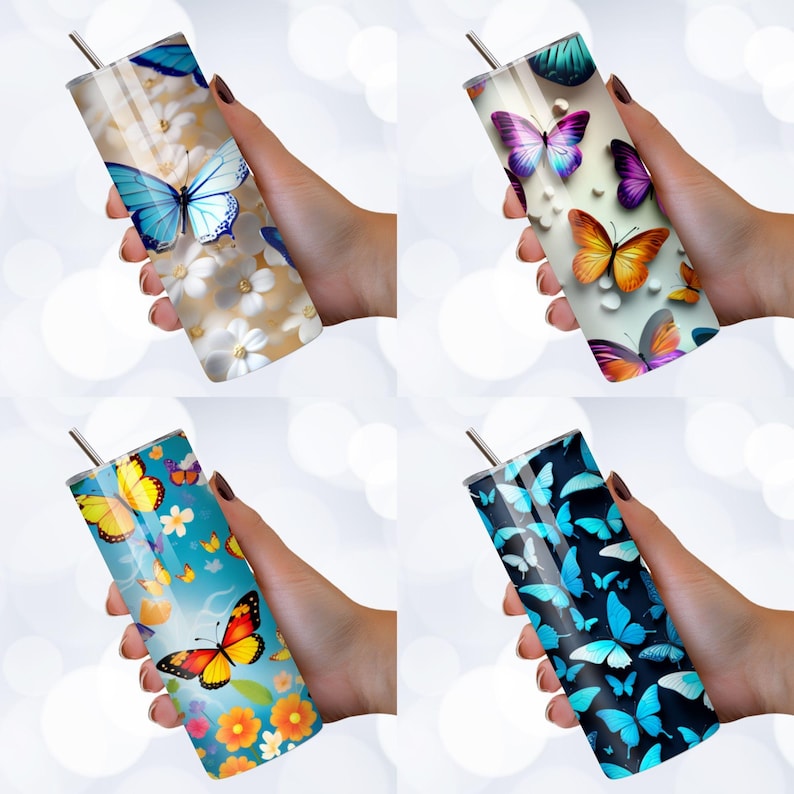Butterfly Tumbler Wrap Bundle: 3D Neon Designs (digital Download) - Etsy