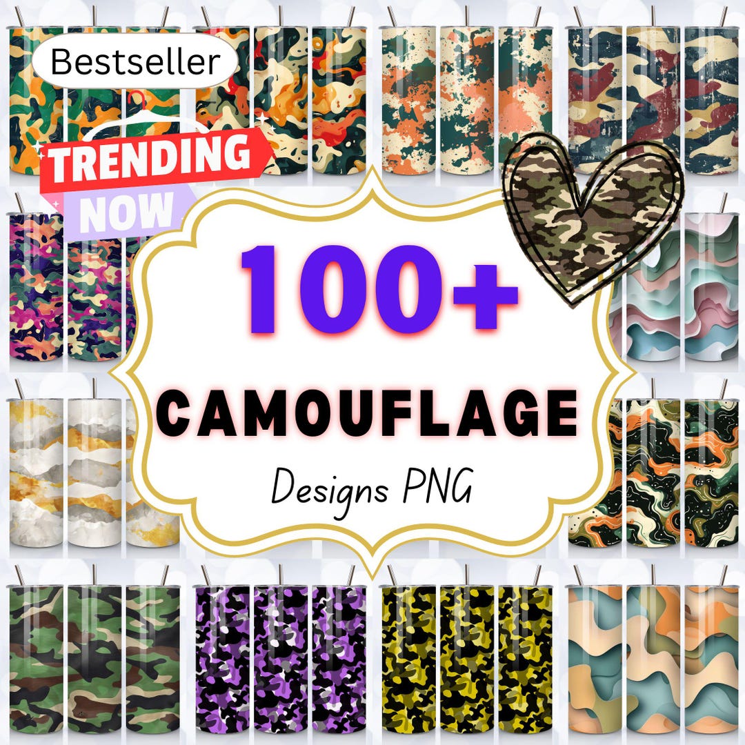 Camouflage Tumbler Wraps | Military Camo 20oz Skinny Sublimation Design ...