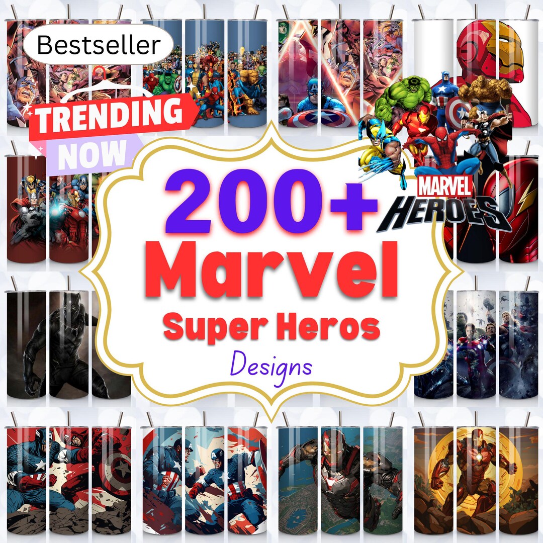 Marvel Tumbler Wraps Bundle, Comic Superhero 20oz Designs, Hulk ...