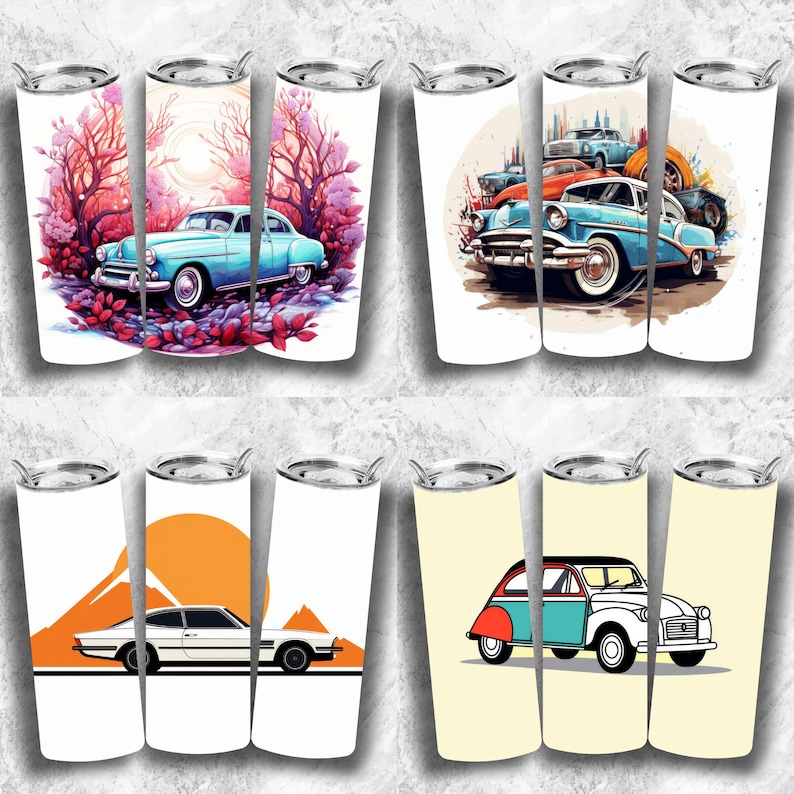 Cars Tumbler Wrap Bundle: Vintage & Muscle Car Designs (digital ...
