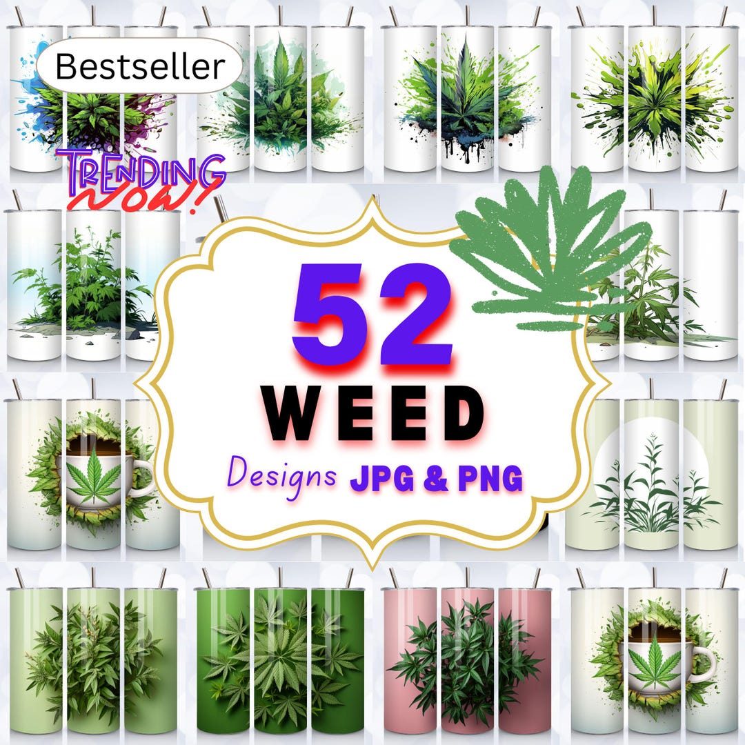 Weed Tumbler Wraps for 20oz & 30oz, Sublimation Designs, Cannabis Leaf ...