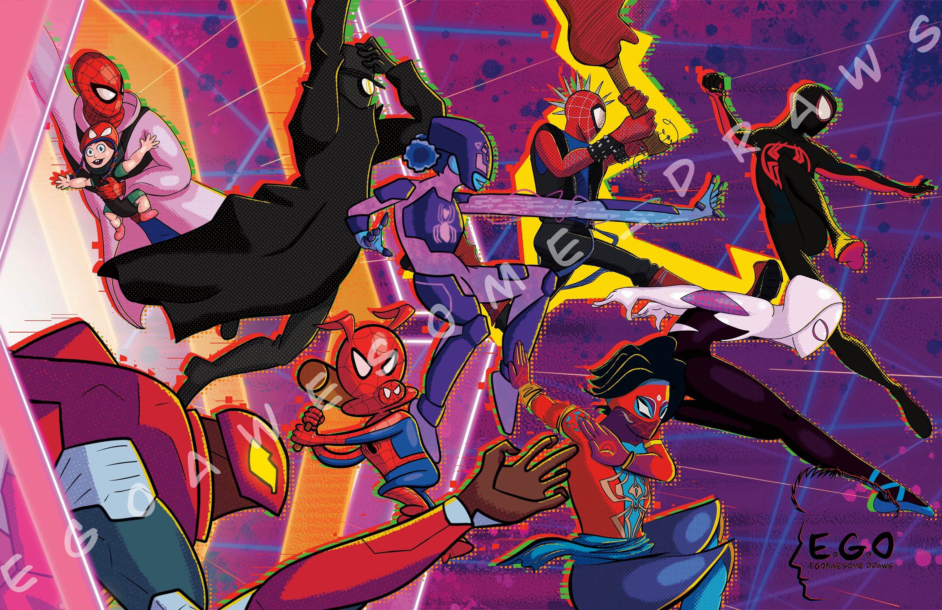 Spider-man Across the Spider-verse Spider Band Art Print - Etsy