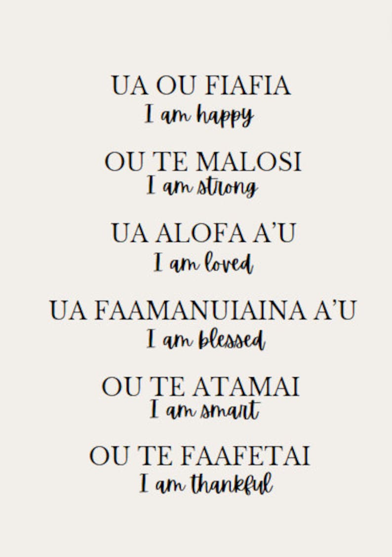 Samoan Affirmations Poster - Etsy