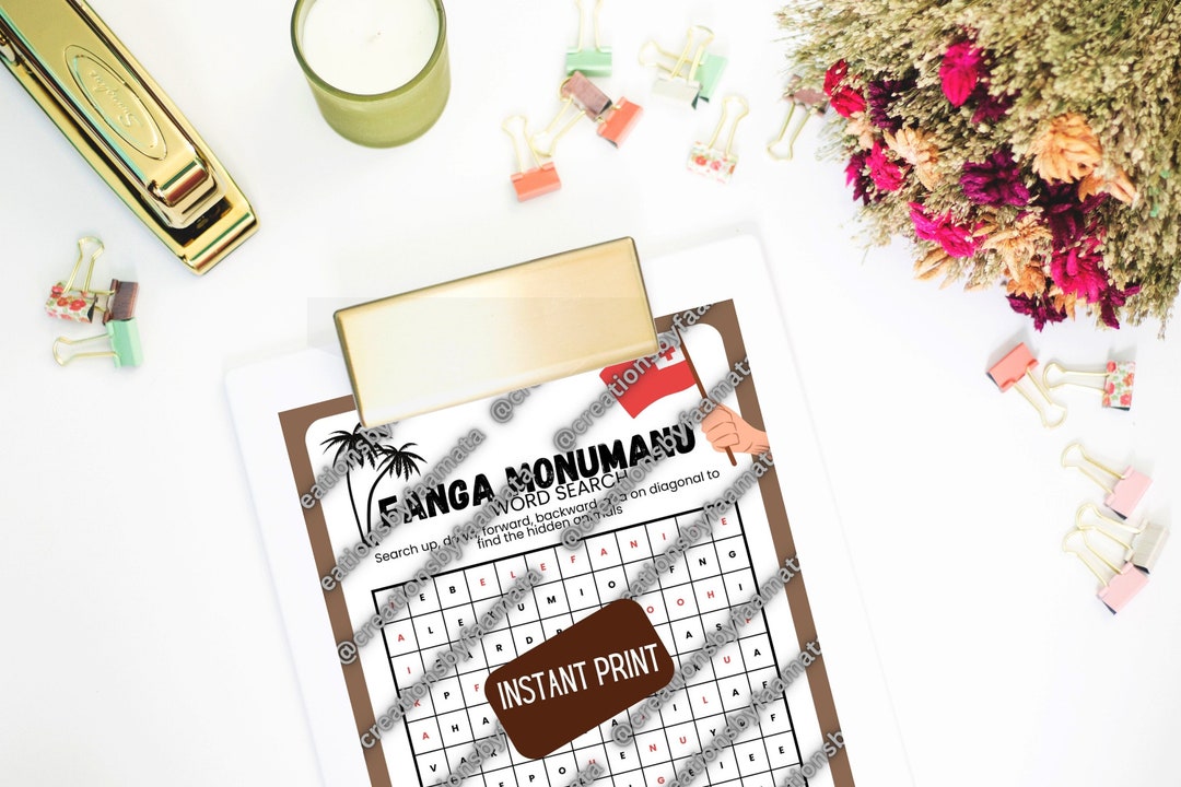 Tongan Kids Worksheets - Set of 3 Wordfind - Etsy