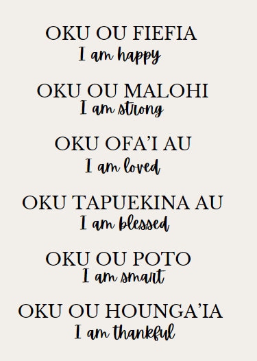 Tongan Affirmations Poster - Etsy