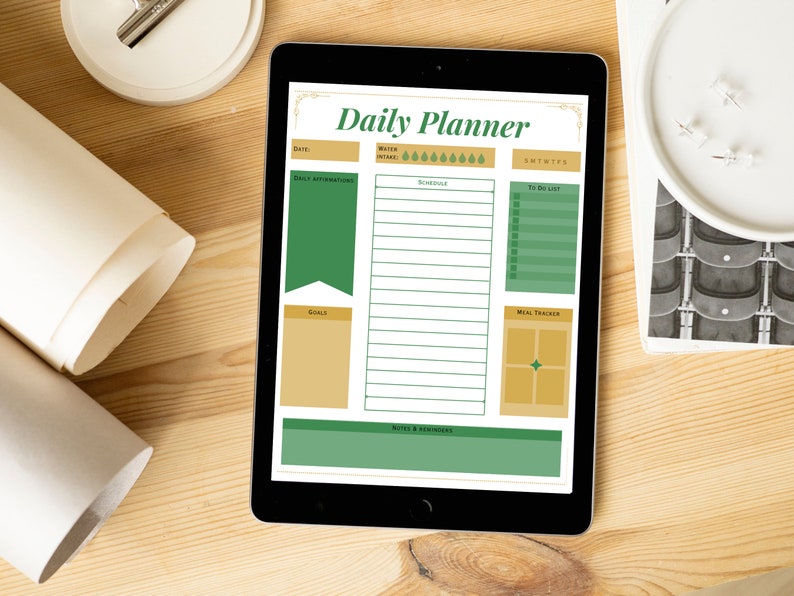 Green Daily Planner Good Notes Planner Printable Planner Single Page ...