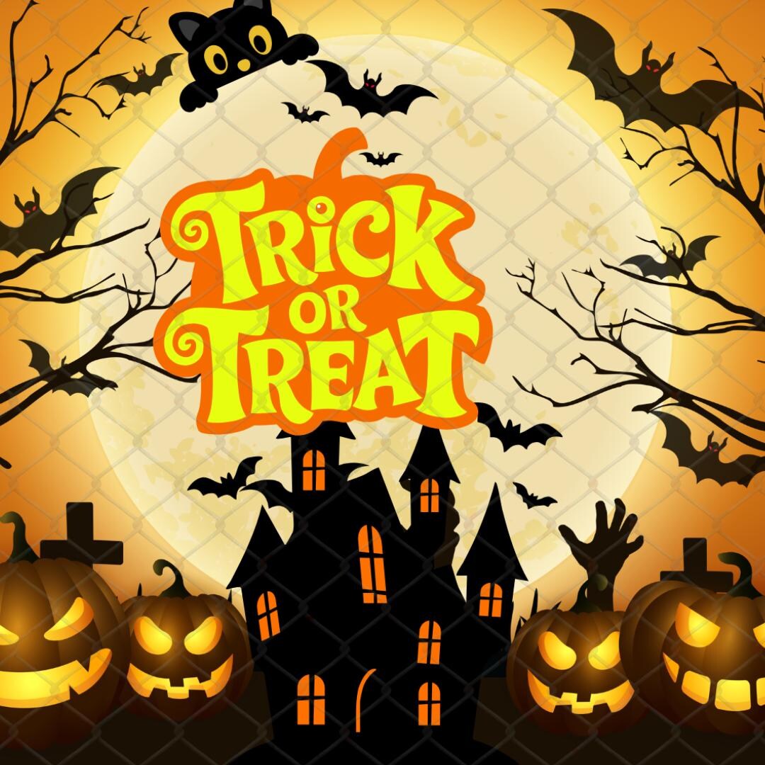 Halloween Night PNG: Haunted House, Jack-o'-lanterns, Bats (digital ...