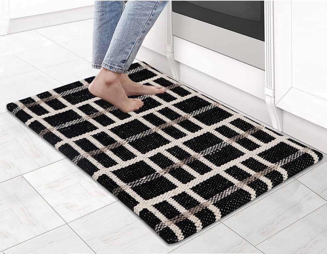 Cotton Hand Woven Kitchen Mat/kitchen Rug 18" X 30" With Foam Backing ...