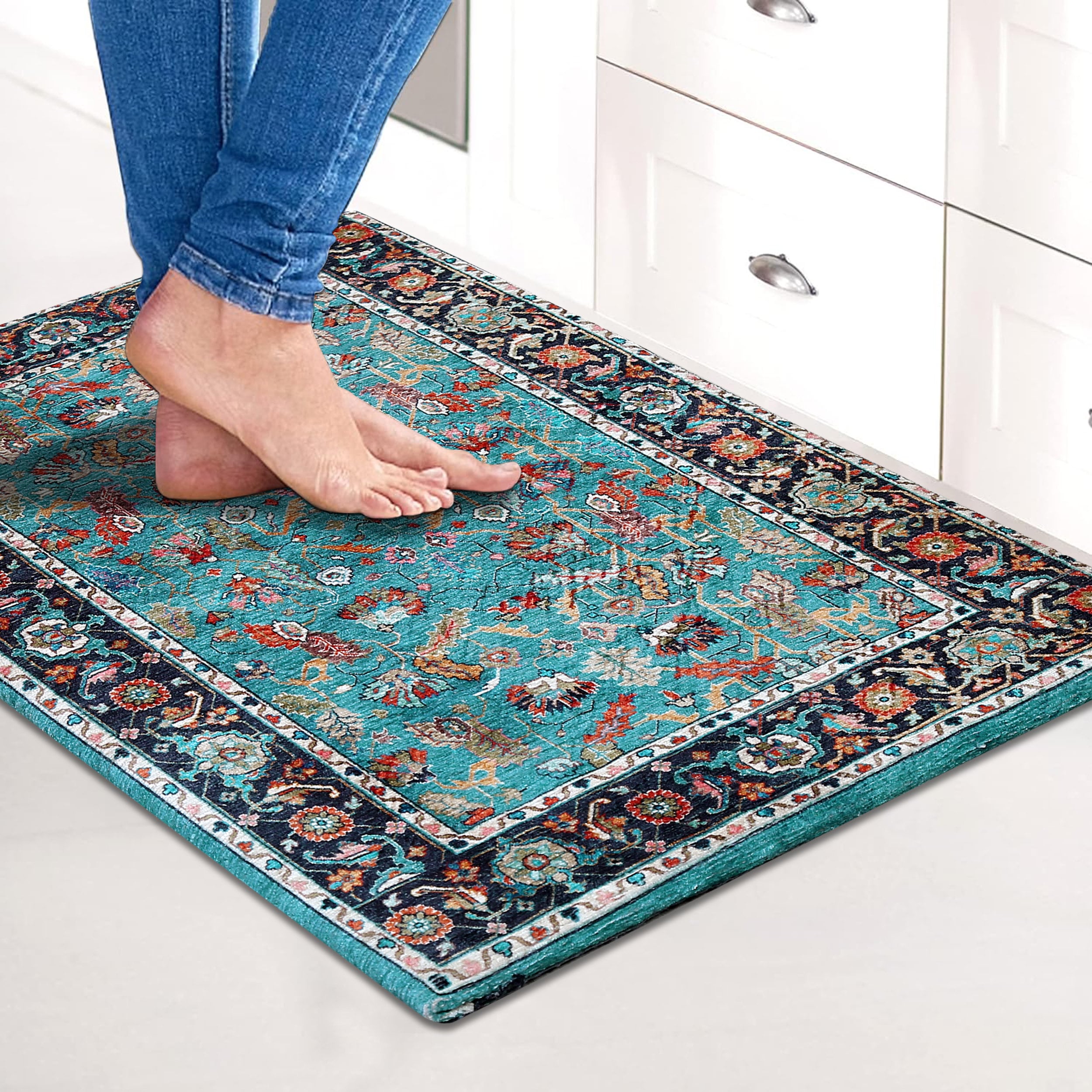 100% Cotton Hand Woven Doormat/bathroom/ Kitchen Mat 18 X 30 With Foam ...