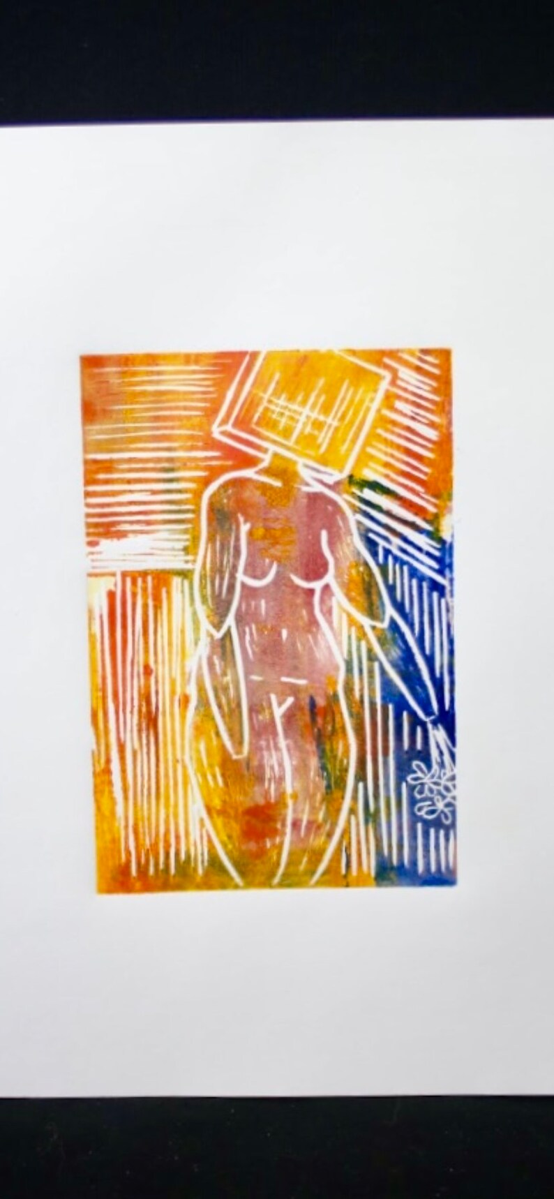 Linoleum Print With Abstract Female Figure - Etsy