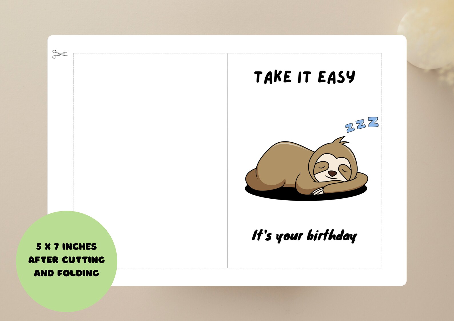 Printable Birthday Card of a Lazy Sloth | Printable Card Funny | Sloth ...