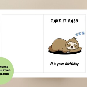 Printable Birthday Card of a Lazy Sloth | Printable Card Funny | Sloth ...