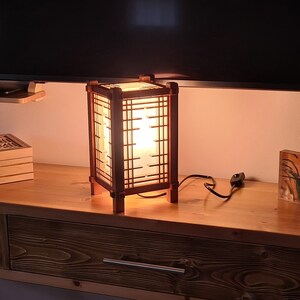 Japanese Style Table Bedside Shoji Asian Wooden Lamp Lantern With ...