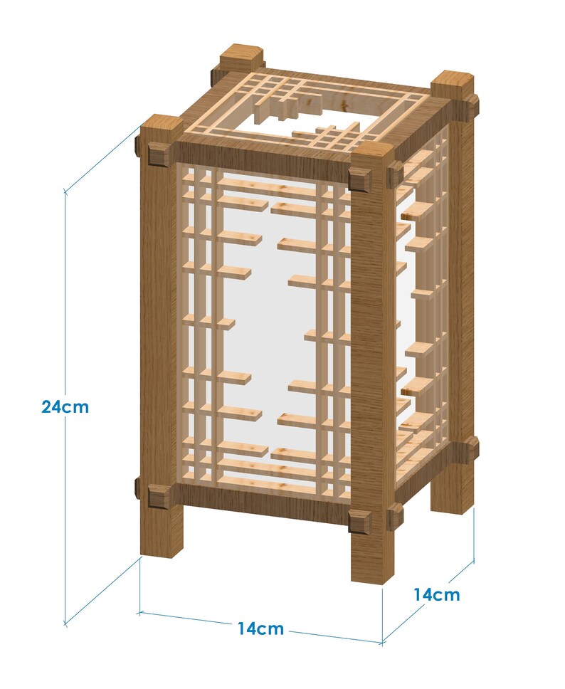 Japanese Style Table Bedside Shoji Asian Wooden Lamp Lantern With ...
