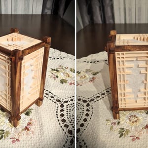 Japanese Style Table Bedside Shoji Asian Wooden Lamp Lantern With ...