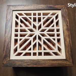 Handmade Square Jewelry Box With Kumiko Pattern Decor Panel on the ...
