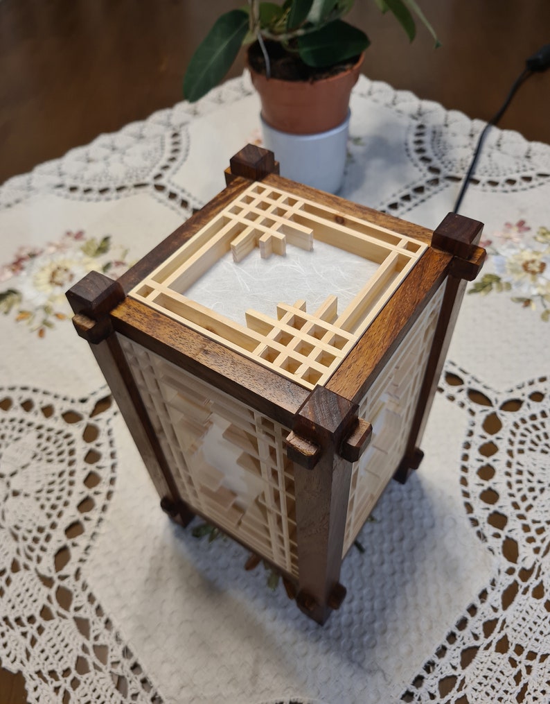 Japanese Style Table Bedside Shoji Asian Wooden Lamp Lantern With ...