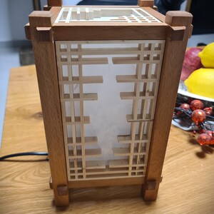 Japanese Style Table Bedside Shoji Asian Wooden Lamp Lantern With ...