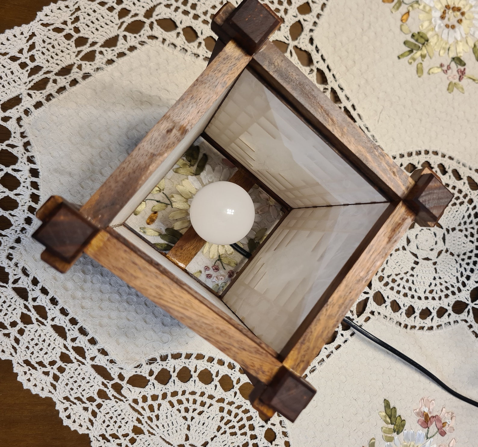 Japanese Style Table Bedside Shoji Asian Wooden Lamp Lantern With ...