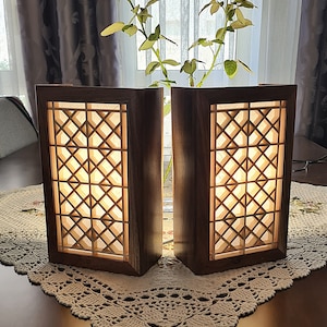 Sheesham Wood Wall Lamp: Asian Lantern With Kumiko Pattern - Etsy