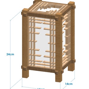 Japanese Style Table Bedside Shoji Asian Wooden Lamp Lantern With ...
