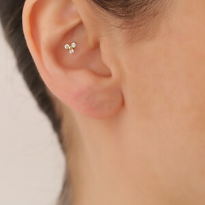 20g/18g/16g Dainty CZ Trinity Push in Labret, Threadless Stud Earrings ...