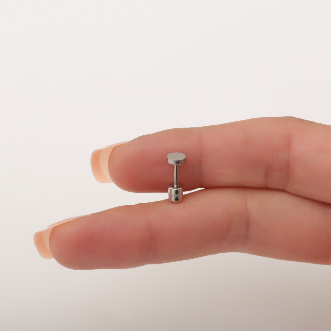 16g 18g 20g Titanium Double Sided Disc Studs Circle Tragus - Etsy