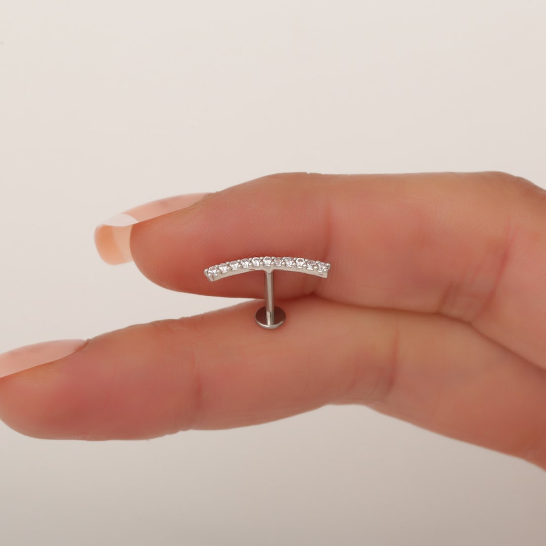 16g, 18g, 20g Titanium Push in Ear Climber, Gold Silver Flat Back ...