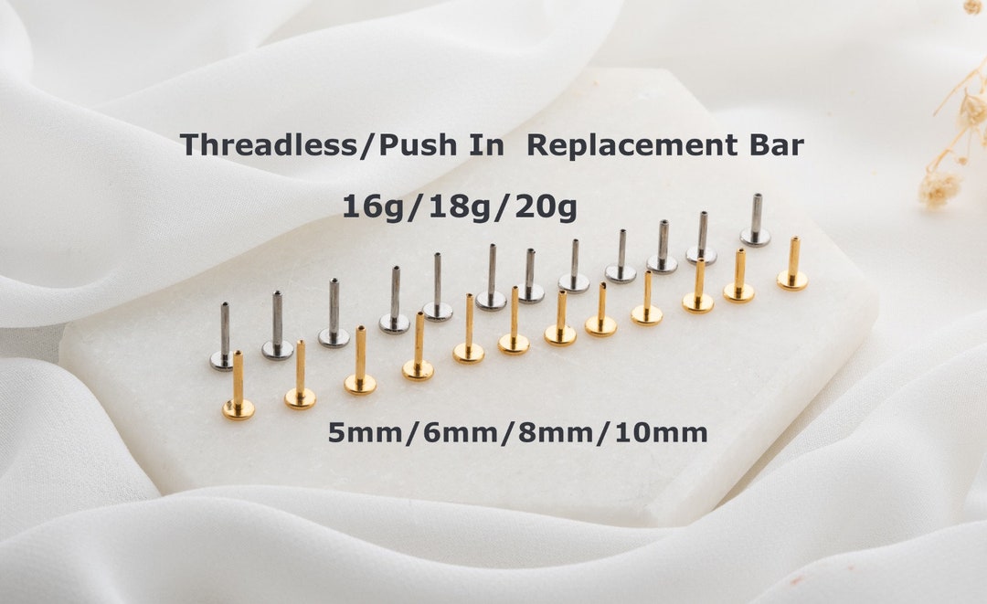 20g/18g/16g Implant Grade Titanium Threadless Labret Bar Replacement ...