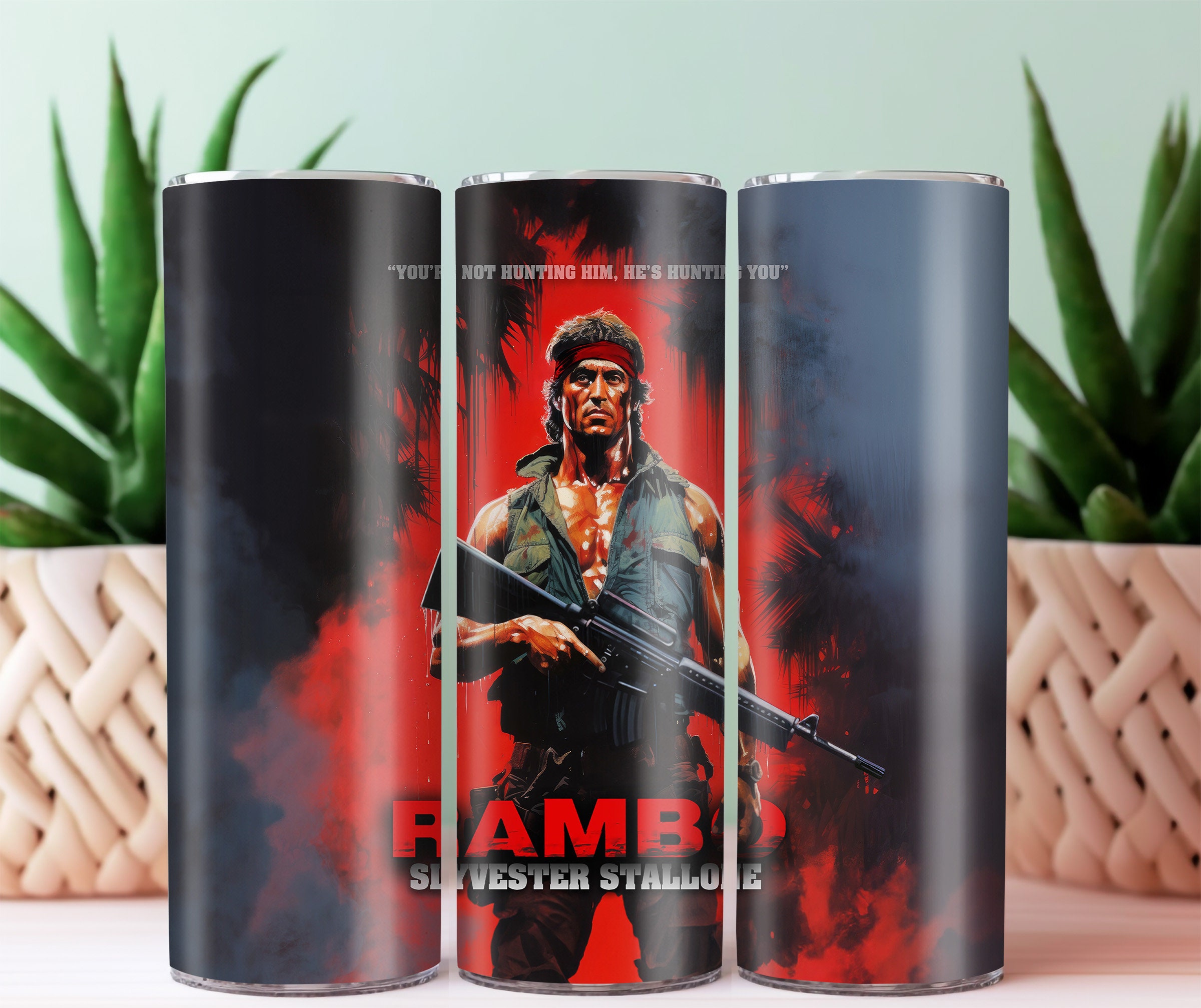 Sylvester Stallone as Rambo Digital Download for 20oz Skinny Tumbler ...