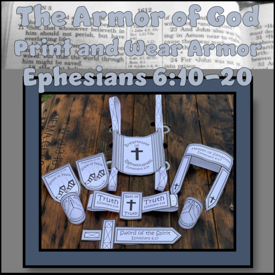 The Armor of God Print and Wear Armor Ephesians 6:10-20 - Etsy