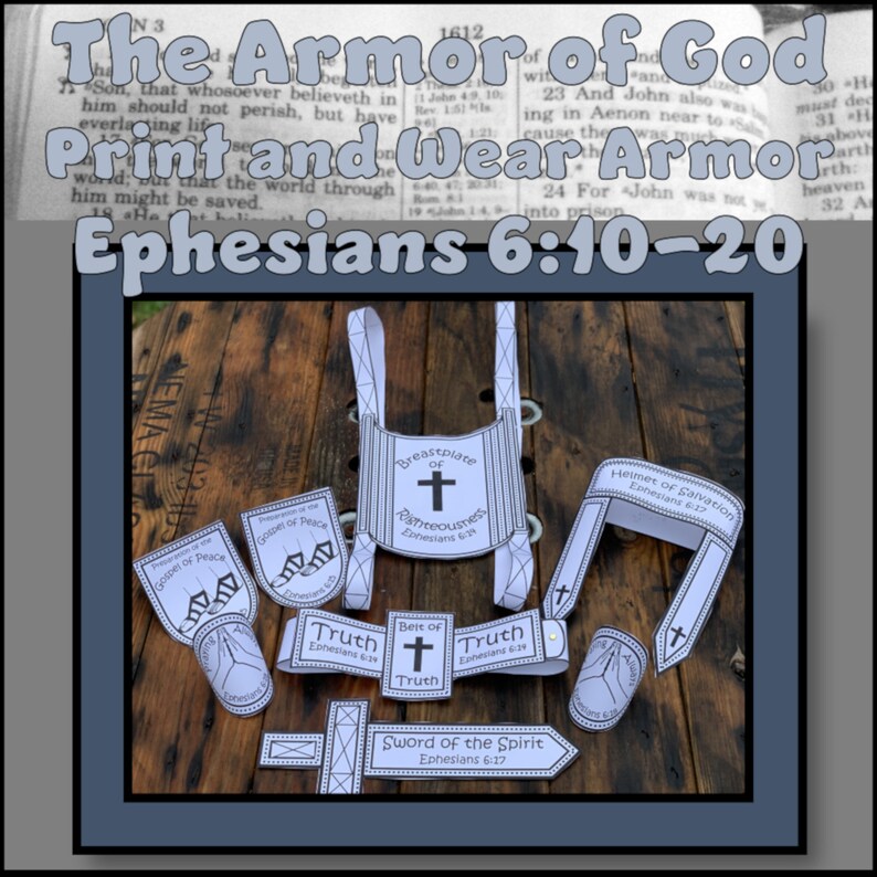 The Armor of God Print and Wear Armor Ephesians 6:10-20 - Etsy