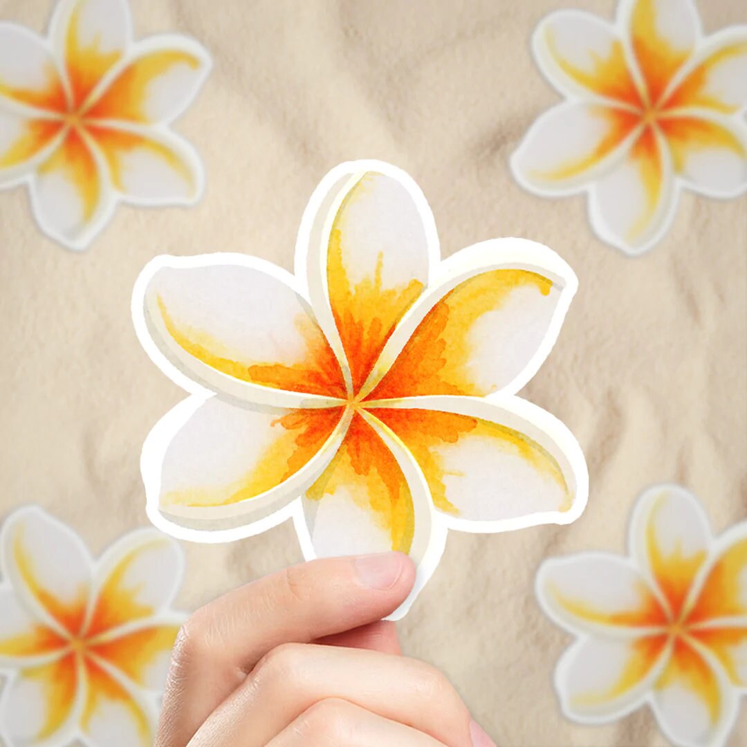 Plumeria Flower Sticker, Floral Vinyl Sticker, Tropical Flower Sticker ...
