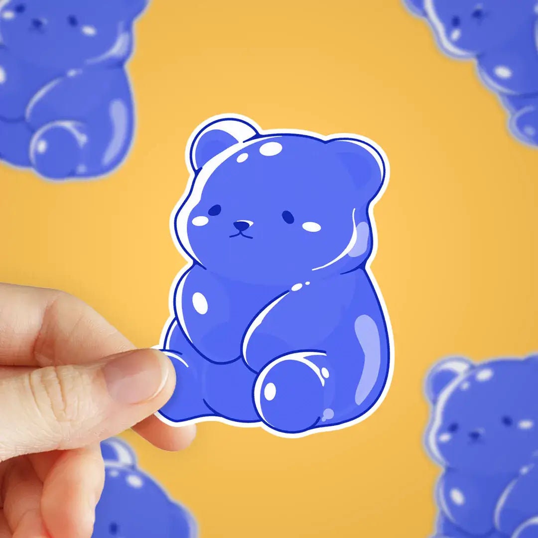 Dark Blue Gummy Bear Sticker | Cute Waterproof Vinyl Decal for Laptops ...