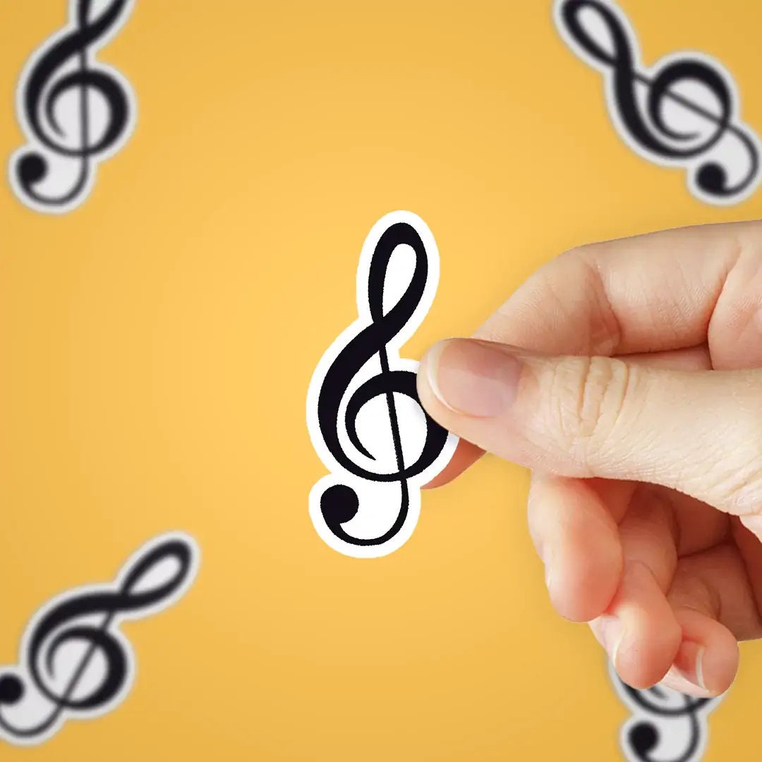 Treble Clef Sticker | Cute Waterproof Vinyl Decal for Laptops, Water ...