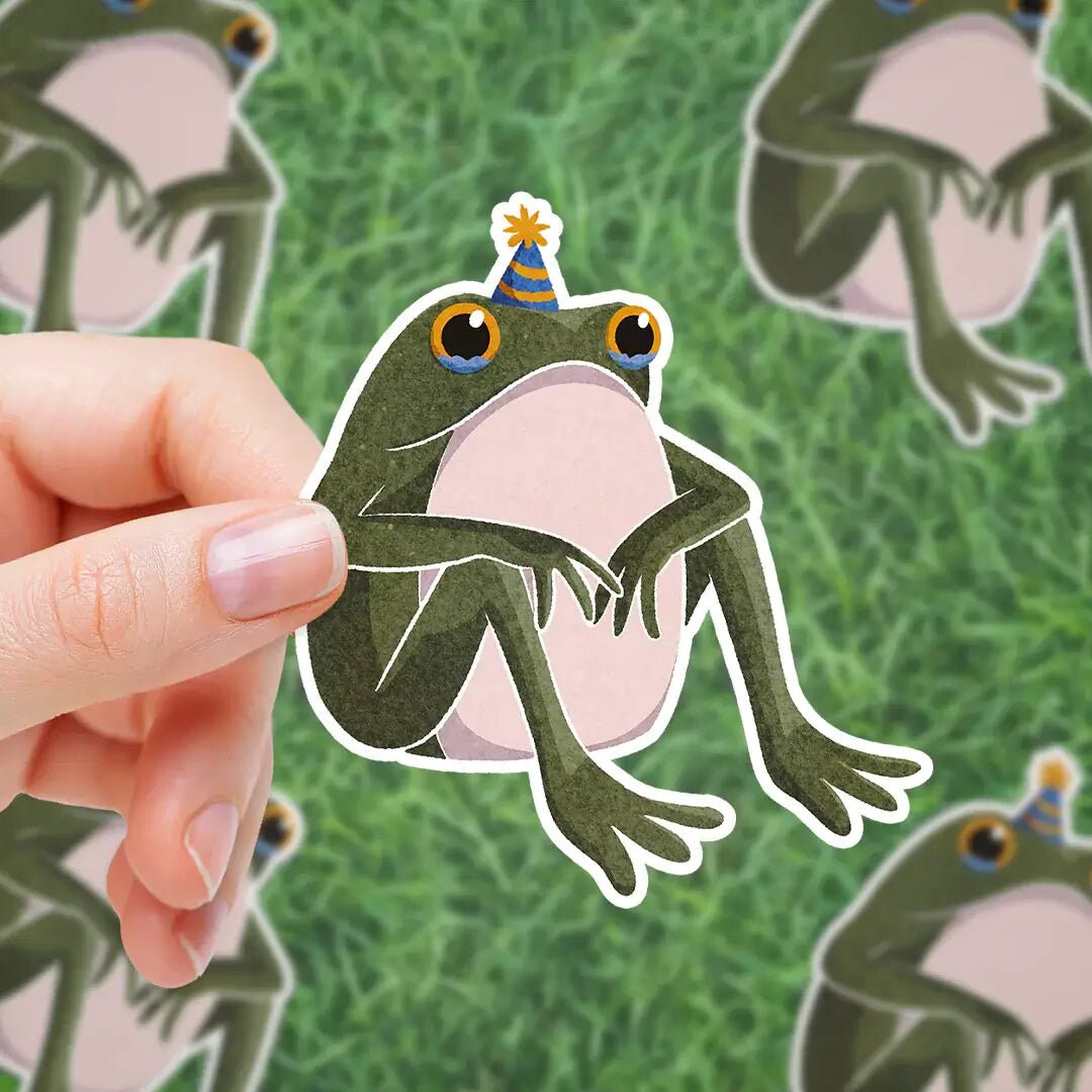 Existential Frog (party Edition) Sticker, Vinyl Sticker, Waterproof ...
