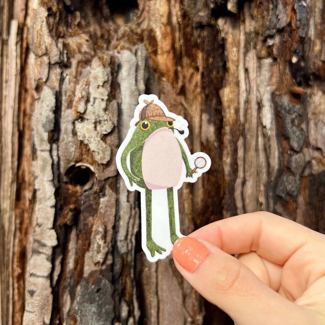 Detective Frogson Frog Sticker, Cute, Premium Matte Vinyl, Waterproof ...
