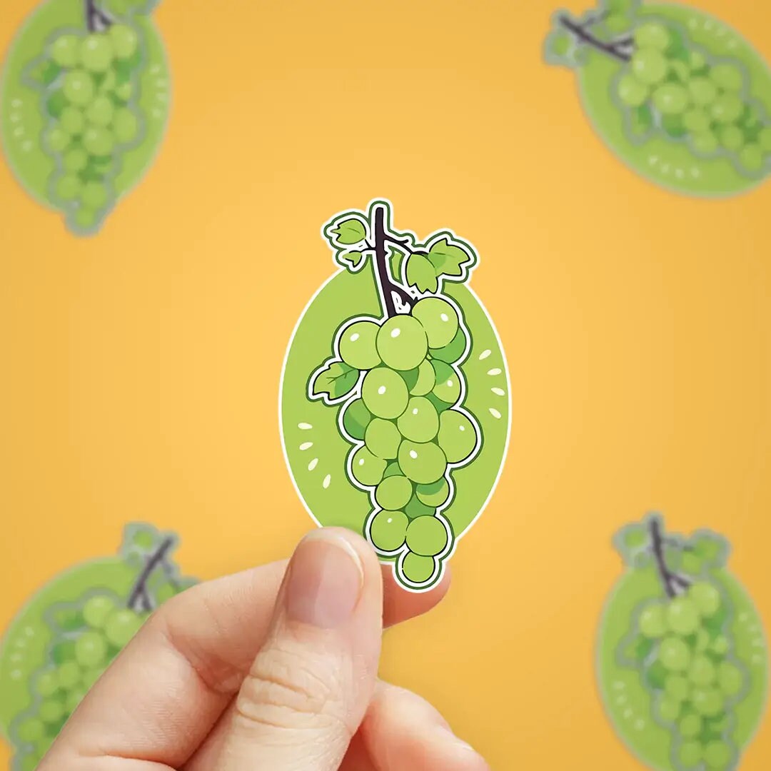 Green Grapes Bunch Sticker | Cute Waterproof Vinyl Decal for Laptops ...