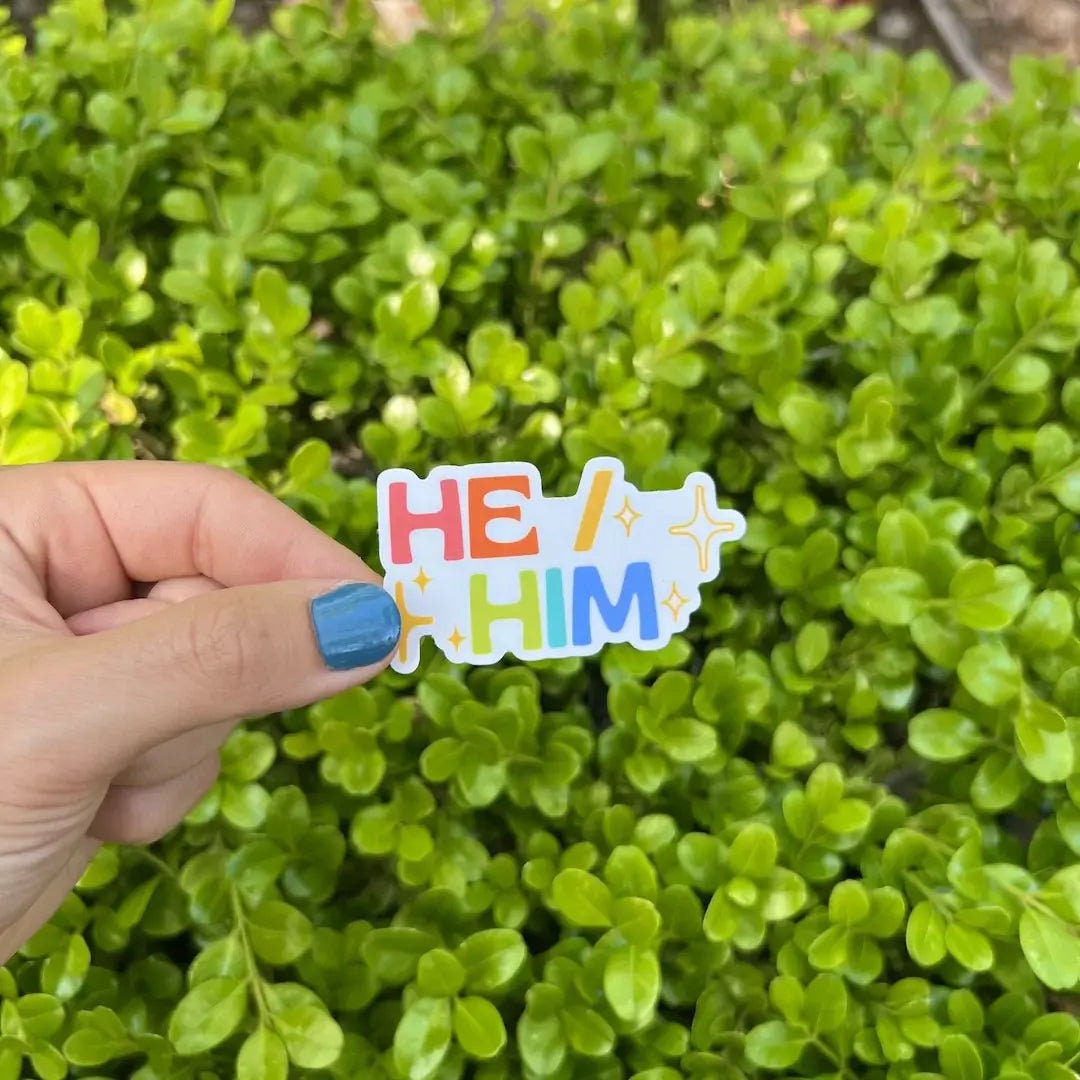 He/him Pronouns Sticker Cute Waterproof Vinyl Decal for Laptops, Water ...